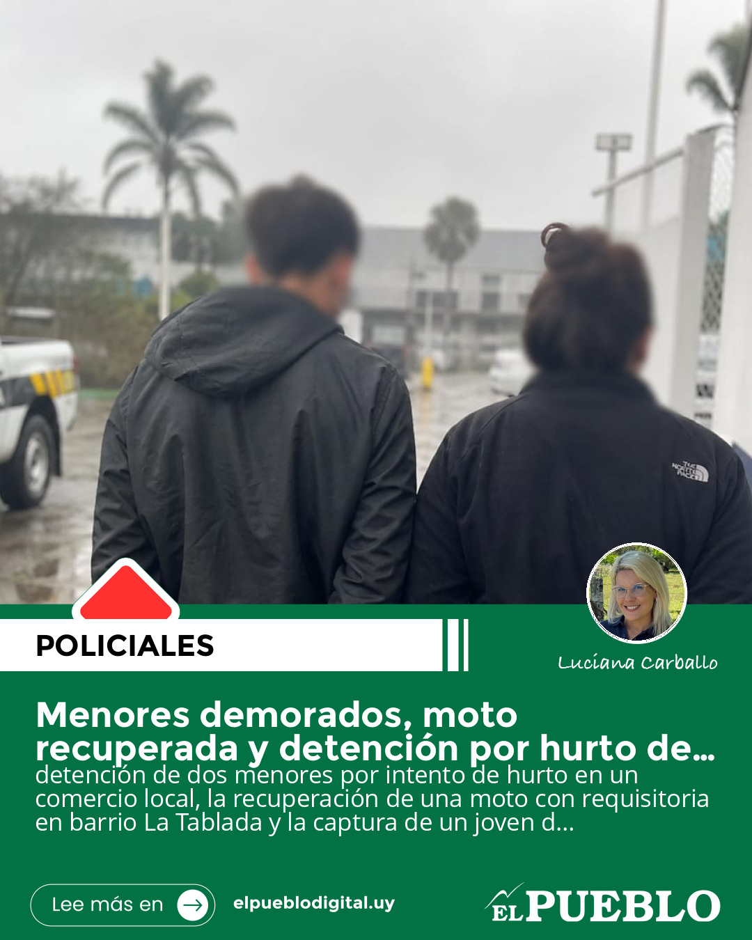 Menores demorados, moto recuperada y detención por hurto de garrafa.